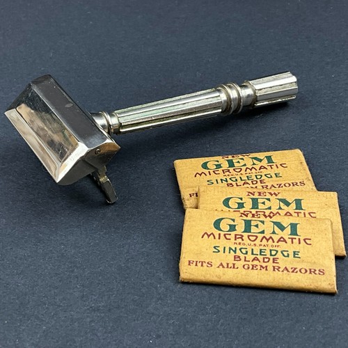 GEM Micromatic Vintage Single Edge Safety Razor Set in Case Clog Pruf ...