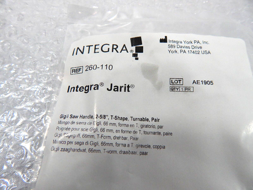 INTEGRA JARIT 260-110 GIGLI SAW HANDLE 2-5/8'' T SHAPE TURNABLE PAIR ...