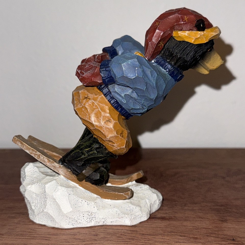 Big Sky Carvers Bearfoots Ski Tumble Ornament Resin Black bear Snow ...