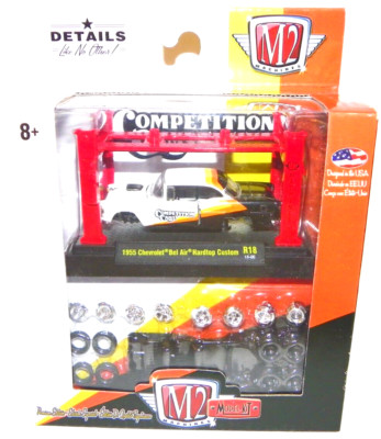 M2 Machines Model Kits 1955 Chevy Bel Air H/T Comp Cams white/black R18 ...