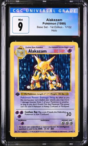 1999 POKEMON BASE SET SHADOWLESS 1ST EDITION HOLO ALAKAZAM #1 CGC 9 ...