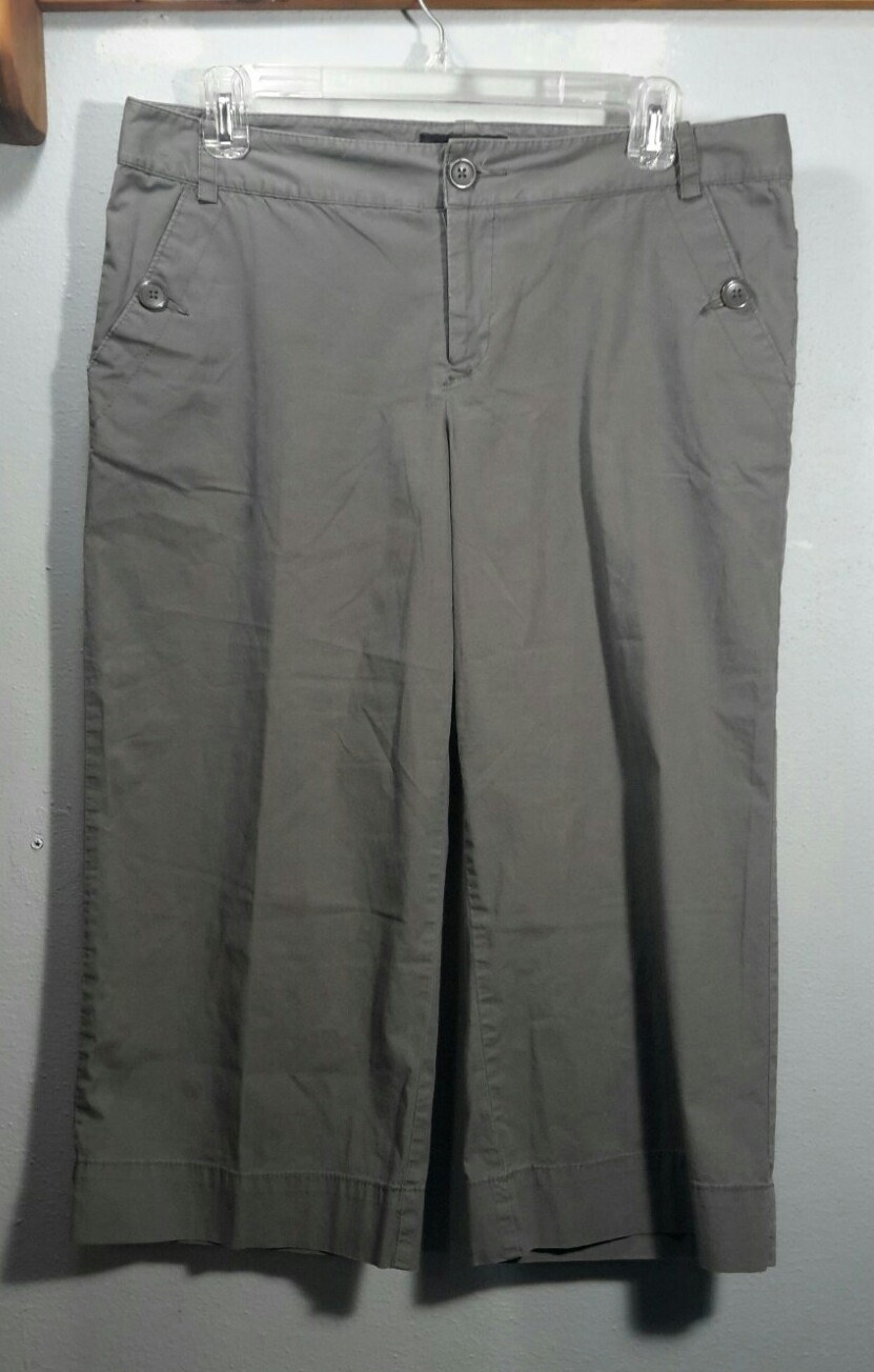 Mossimo Stretch Women's Size 10 Khaki Brown Cropped Wide Leg Capri ...