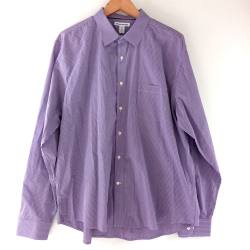 Amazon Essentials Button Up Shirt Men's Size XXL Purple White Check ...