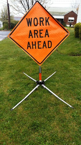 Portable Construction Sign "Work Area Ahead" 36"x36" | eBay