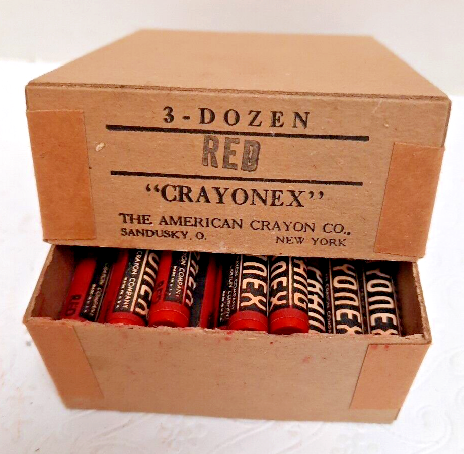 Vintage "Crayonex" Prang The American Crayon Co Box of 30 Red Unused | eBay