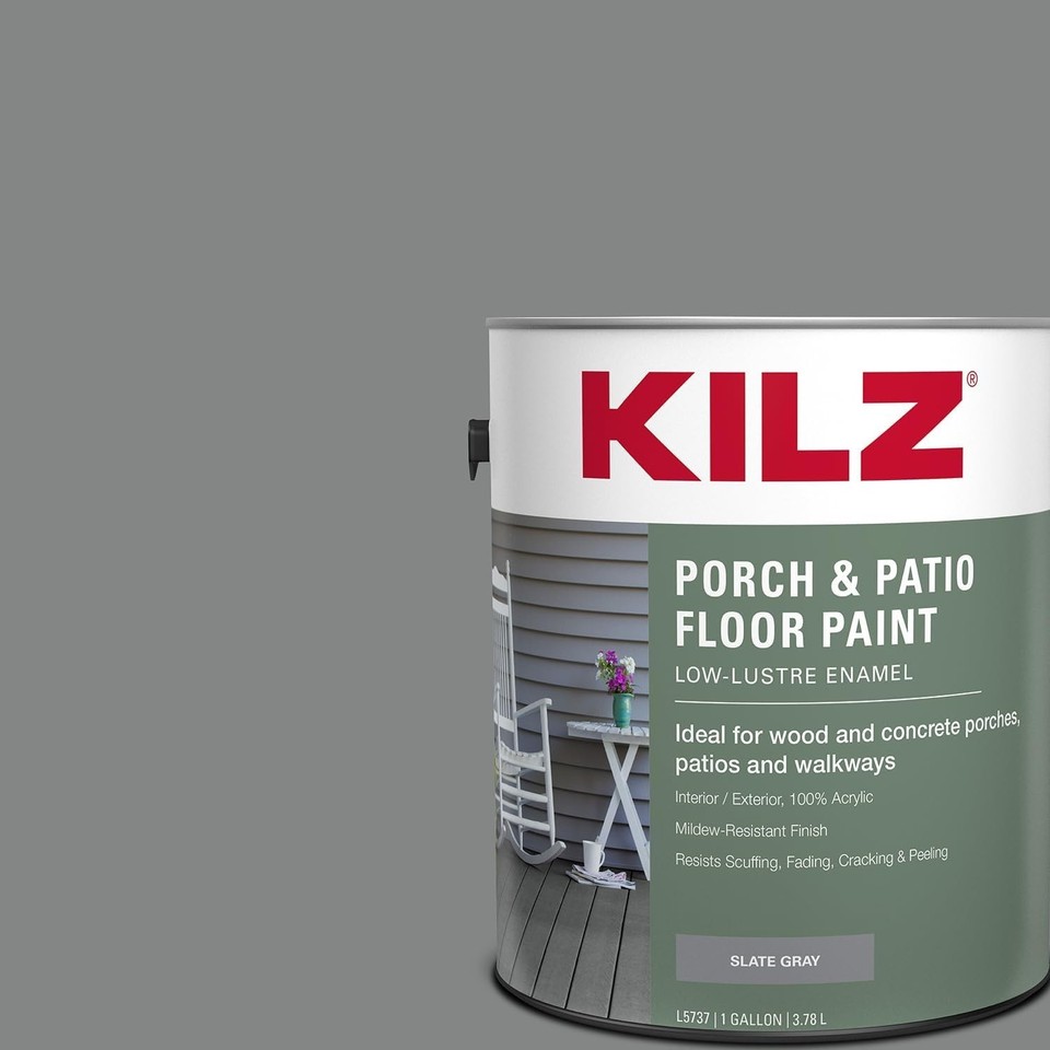 Waterproof Slate Gray Floor Paint for Porch & Patio - 1 Gallon, Satin ...