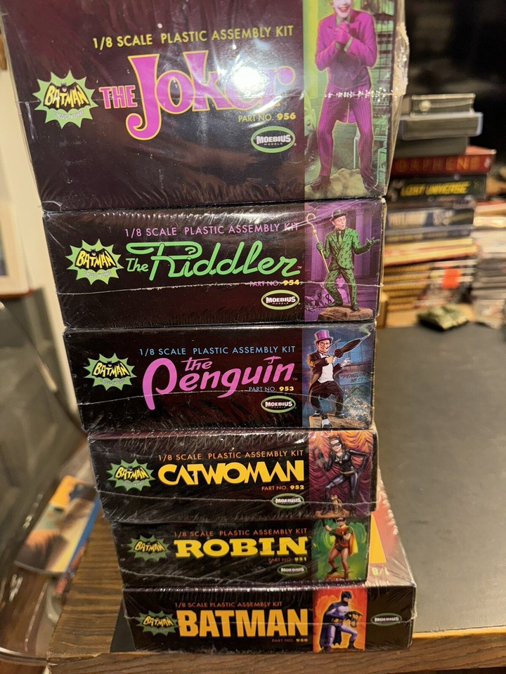 6 Moebius 1966 TV Batman Models Penguin Joker Riddler 1:8 Catwoman ...