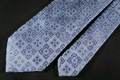 Faconnable Italy Silk Luxury Neck Tie. Blue Floral Medallion, Made ...