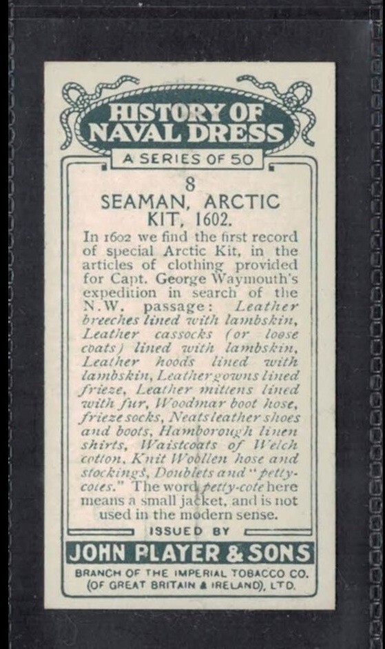 NAVAL UNIFORM - SEAMAN, ARCTIC KIT, 1602 - 90 + year old UK Card # 8 | eBay