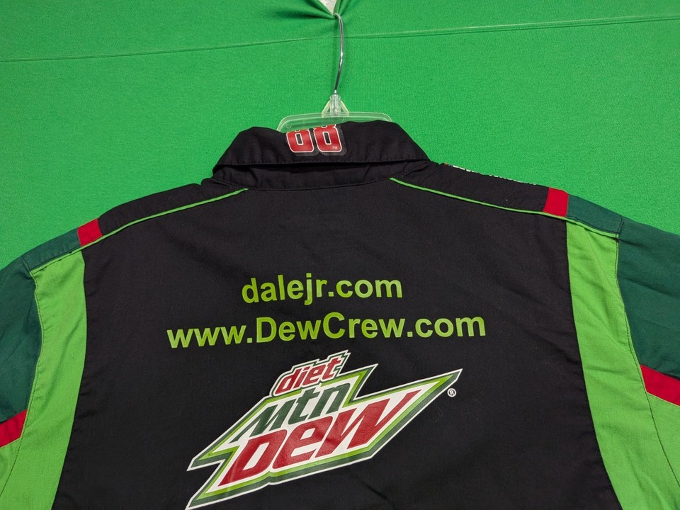 Dale Earnhardt Jr Diet Mountain Dew Nascar Pit Crew Shirt Men's Medium ...