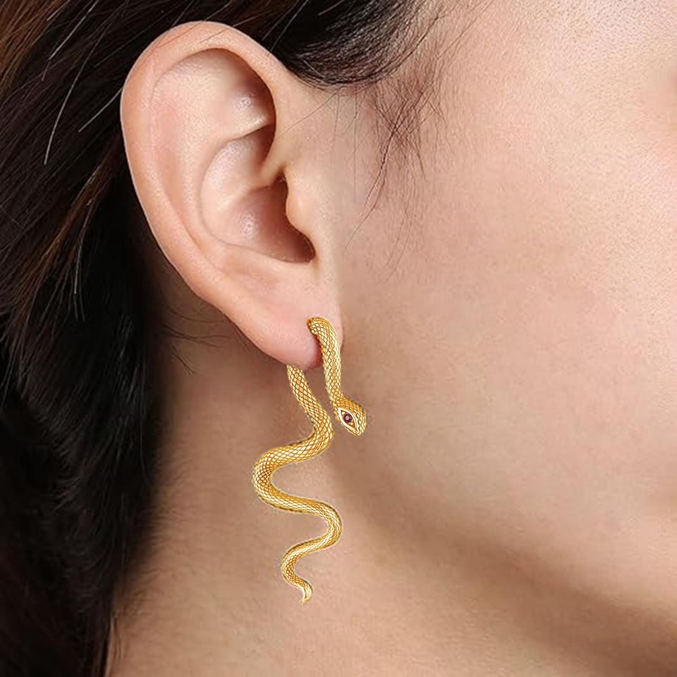 Gold Silver Snake Earrings for Women Vintage Gothic Snake Dangle Earrings Hallow 6154710888824| eBay