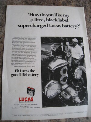4.5 BLACK LABEL SUPERCHARGED LUCAS BATTERY 1968 ADVERT A4 SIZE FILE J ...