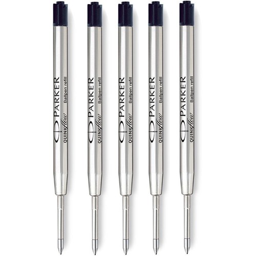 5 X Parker Ball Point Pen Refill Biro Quink Ink - BLACK MEDIUM NIB ...