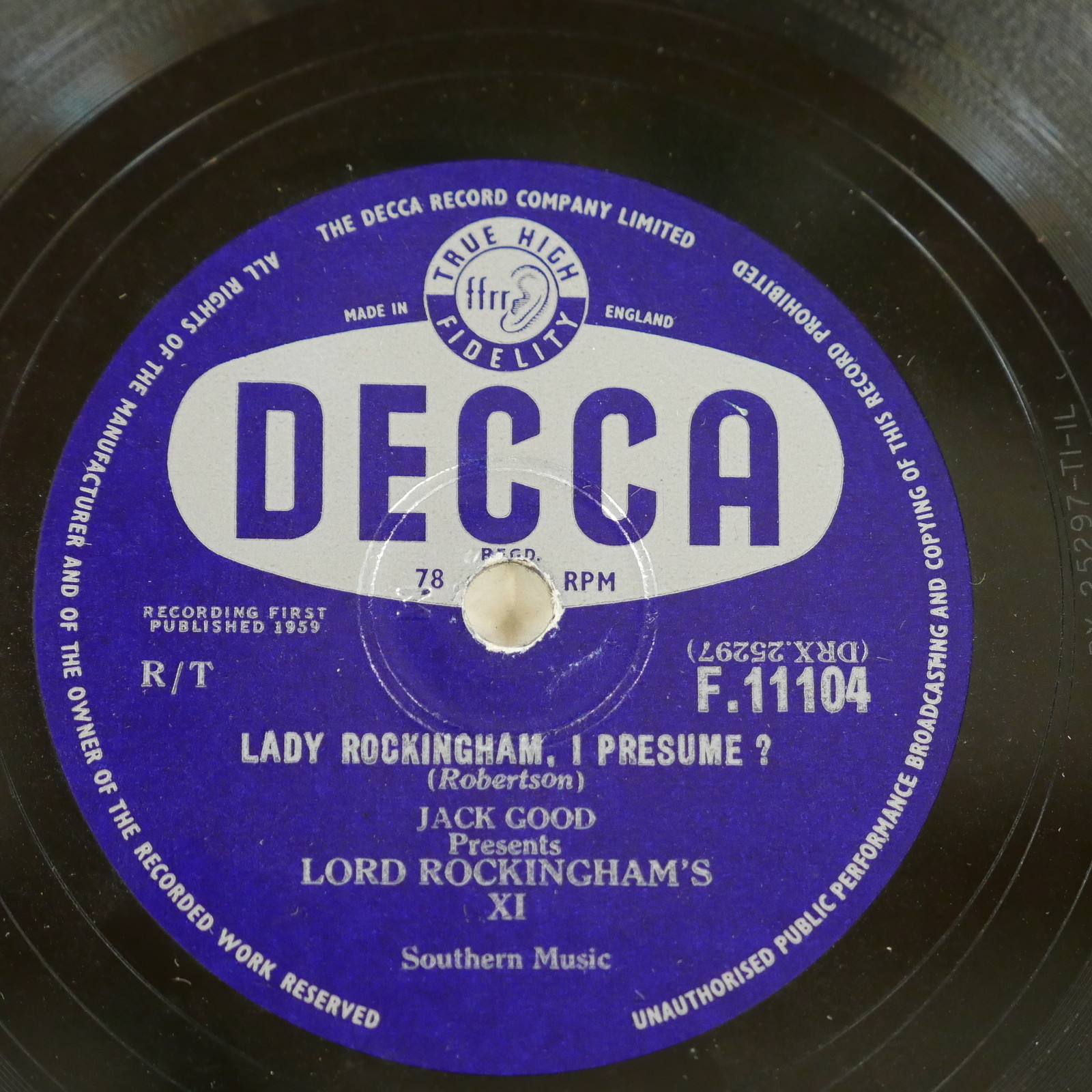 78rpm JACK GOOD - LORD ROCKINGHAMs XI lady rockingham i presume / wee ...