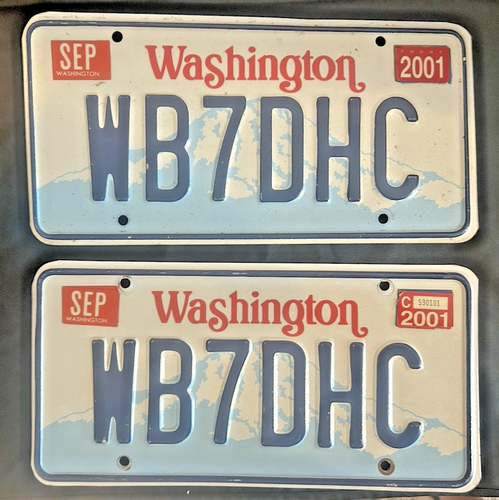 PAIR Vintage Washington State License Plates with September 2001 Tabs ...