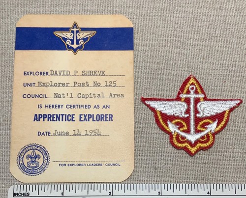 1950s APPRENTICE EXPLORER Advancement Rank Badge PATCH & CARD Post 125 Boy Scout | eBay