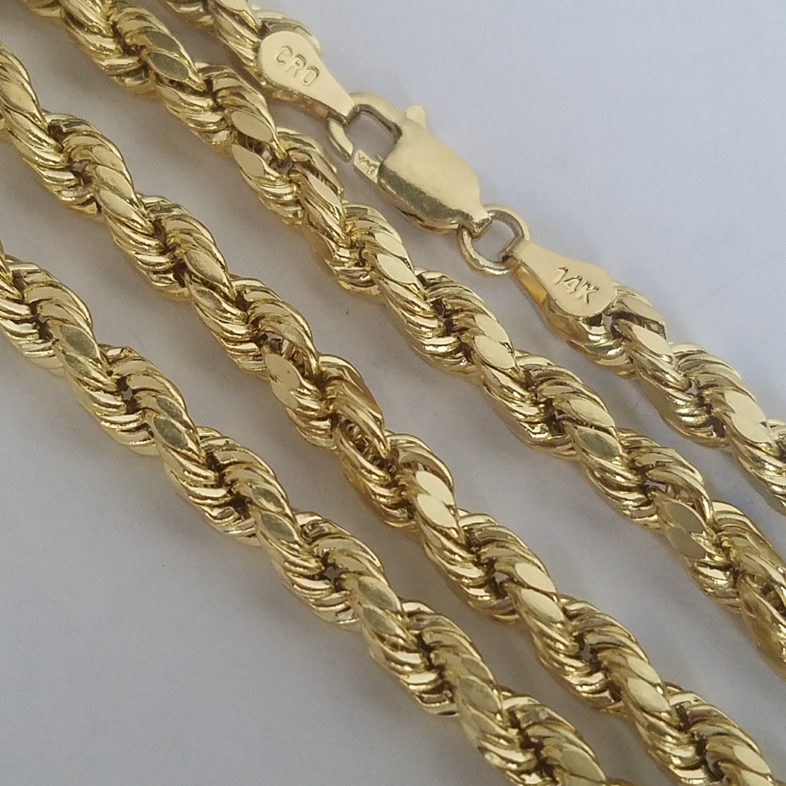 14k yellow gold rope chain 22 inches long 4 mm | eBay