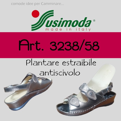 SUSIMODA WALKSAN SANDALO DONNA PLANTARE ESTRAIBILE PELLE DOPPIO STRAPPO ...