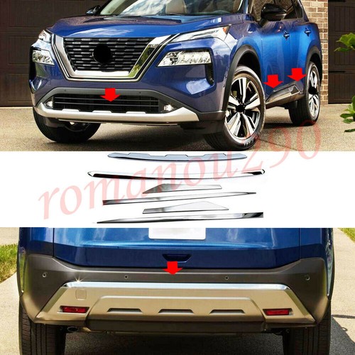 For Nissan Rogue 2021-23 Chrome Front/Rear Bumper Body Molding Guard ...