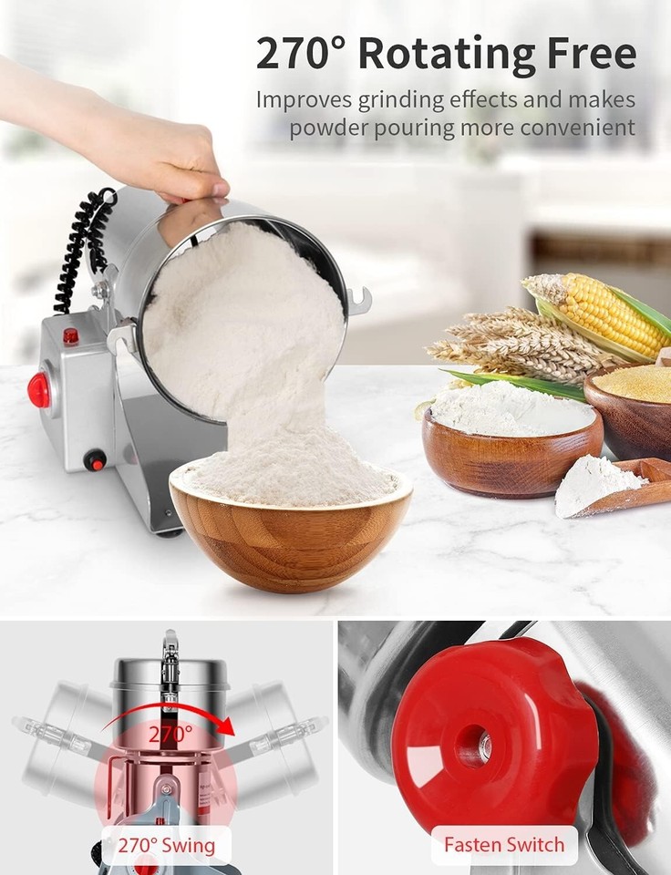 1000g Electric Grain Mill Grinder 2800W High Speed Powder Grinder ...