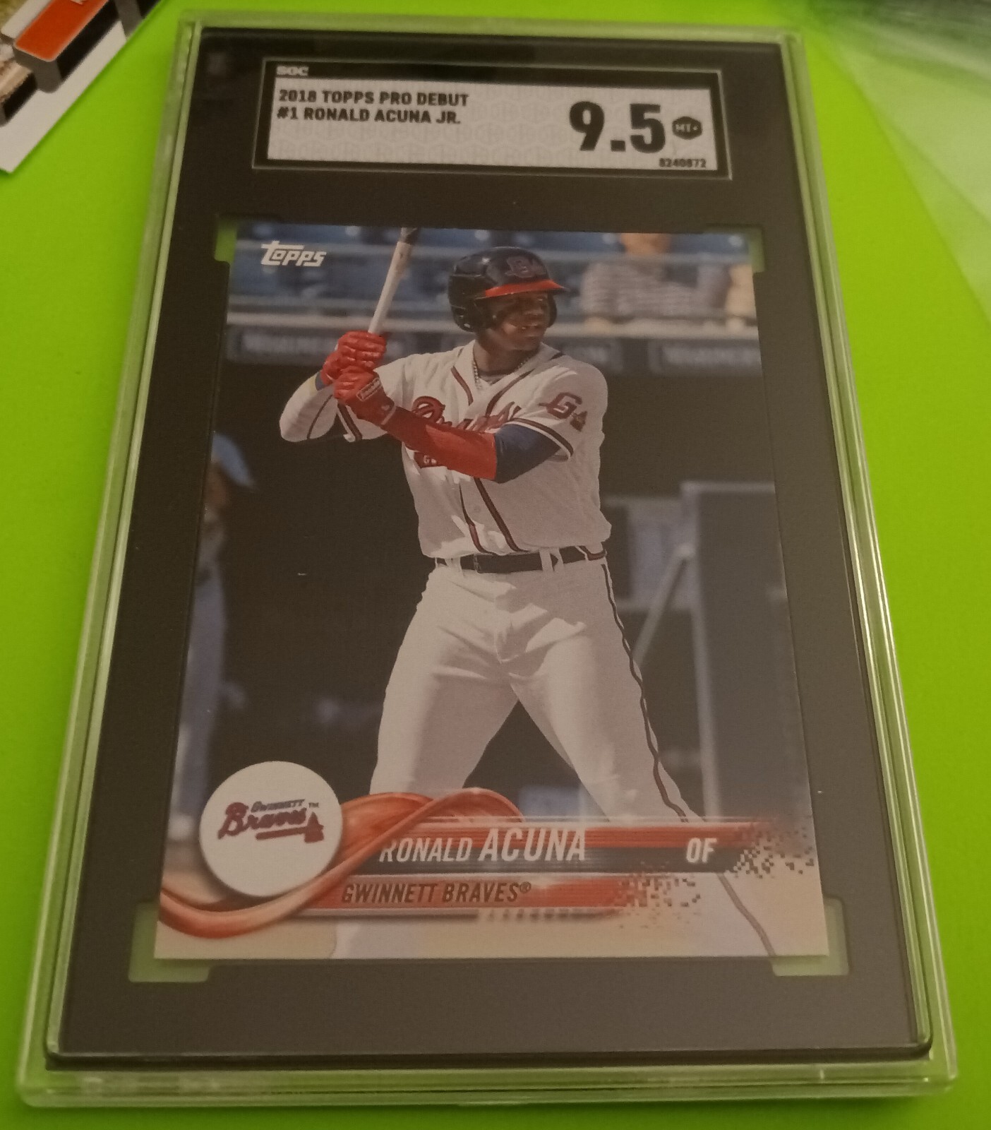 2018 RONALD ACUNA JR Topps Pro Debut (White Jersey) ROOKIE #1 SGC 9.5 ...