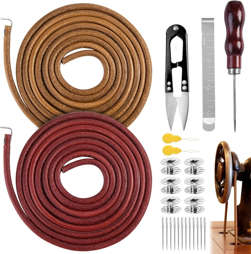 2PCS 72" Leather Treadle Sewing Machine Belts w/ Hooks + 23 Accessories ...
