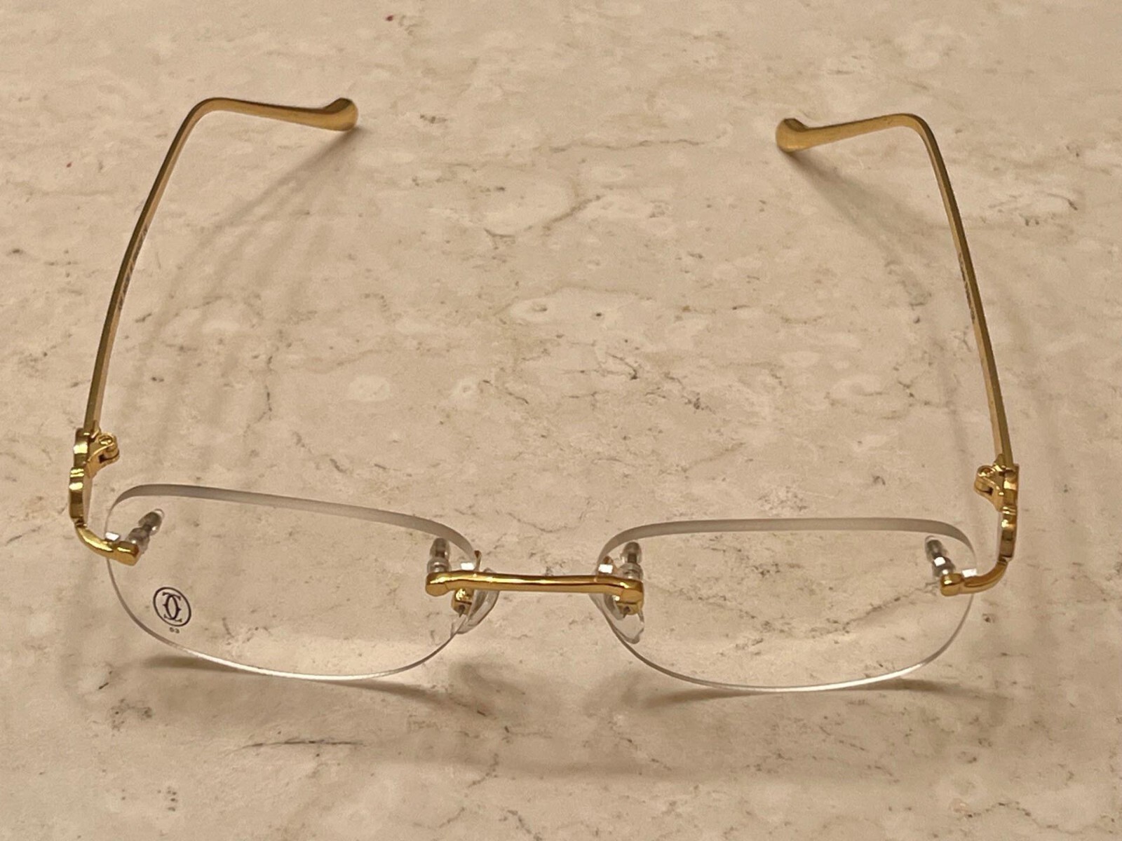 Cartier Panthere Eyeglasses Gold Rimless Optical Frames Rectangle Shape ...