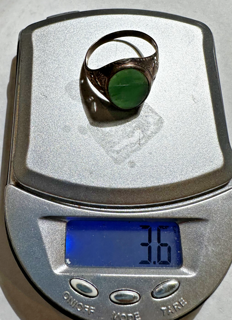 Antique 9K Yellow Gold Green Jade Jadeite Etched Filigree Signet Ring ...