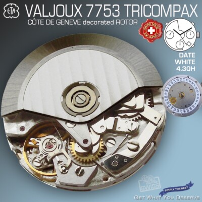 MOVEMENT ETA VALJOUX 7753 AUTOMATIC CDG ROTOR DECORATED, TOP GRADE ...