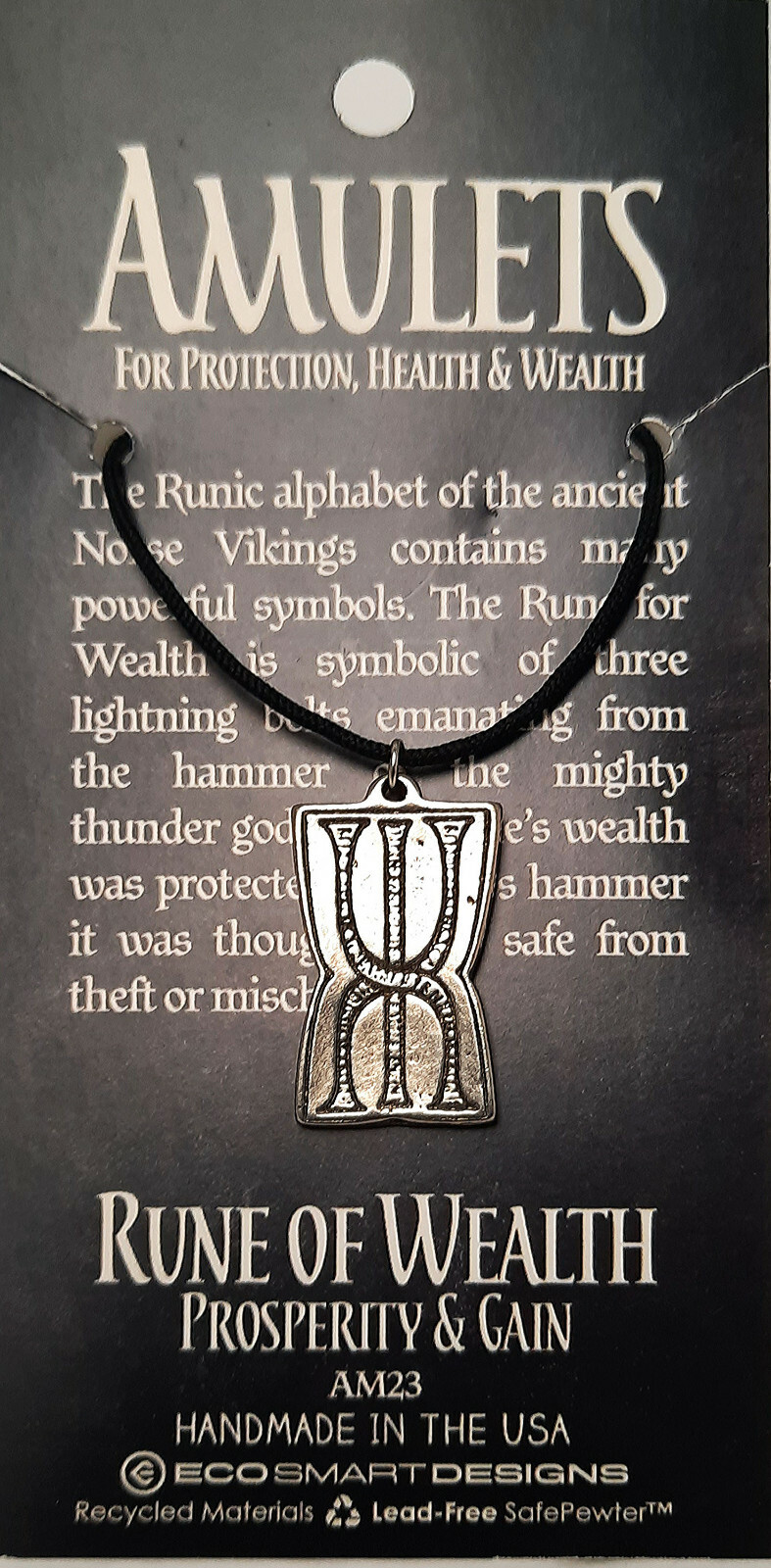 VIKING NORSE AMULET "RUNE OF WEALTH" PROSPERITY & GAIN 2-sided Pendant ...