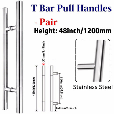 Pair Of Entrance Large T Bar Door Pull Handle 48"/ 120cm /1200mm ...