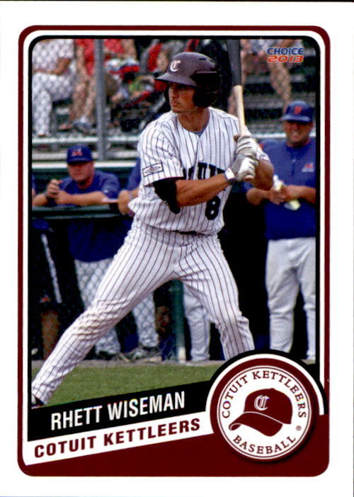 2013 Cotuit Kettleers Choice #29 Rhett Wiseman Mansfield Massachusetts ...