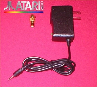 9V AC Adapter & GOLD RF TV Connection Adapter for Atari 2600 Heavy ...