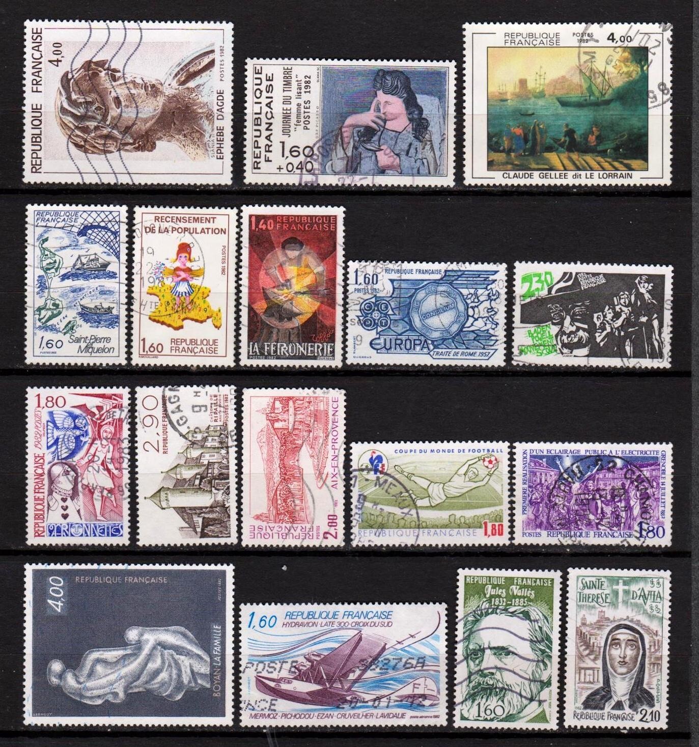 FRANCE 1982 – Lot 3 de 17 timbres oblitérés entre n° 2193 à 2249 et ...