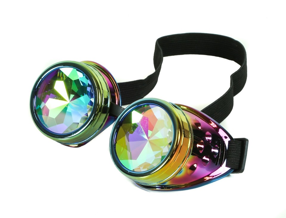 Rainbow Kaleidoscopic Glass Lens Goggles Punk Goth Burningman Rave USA ...