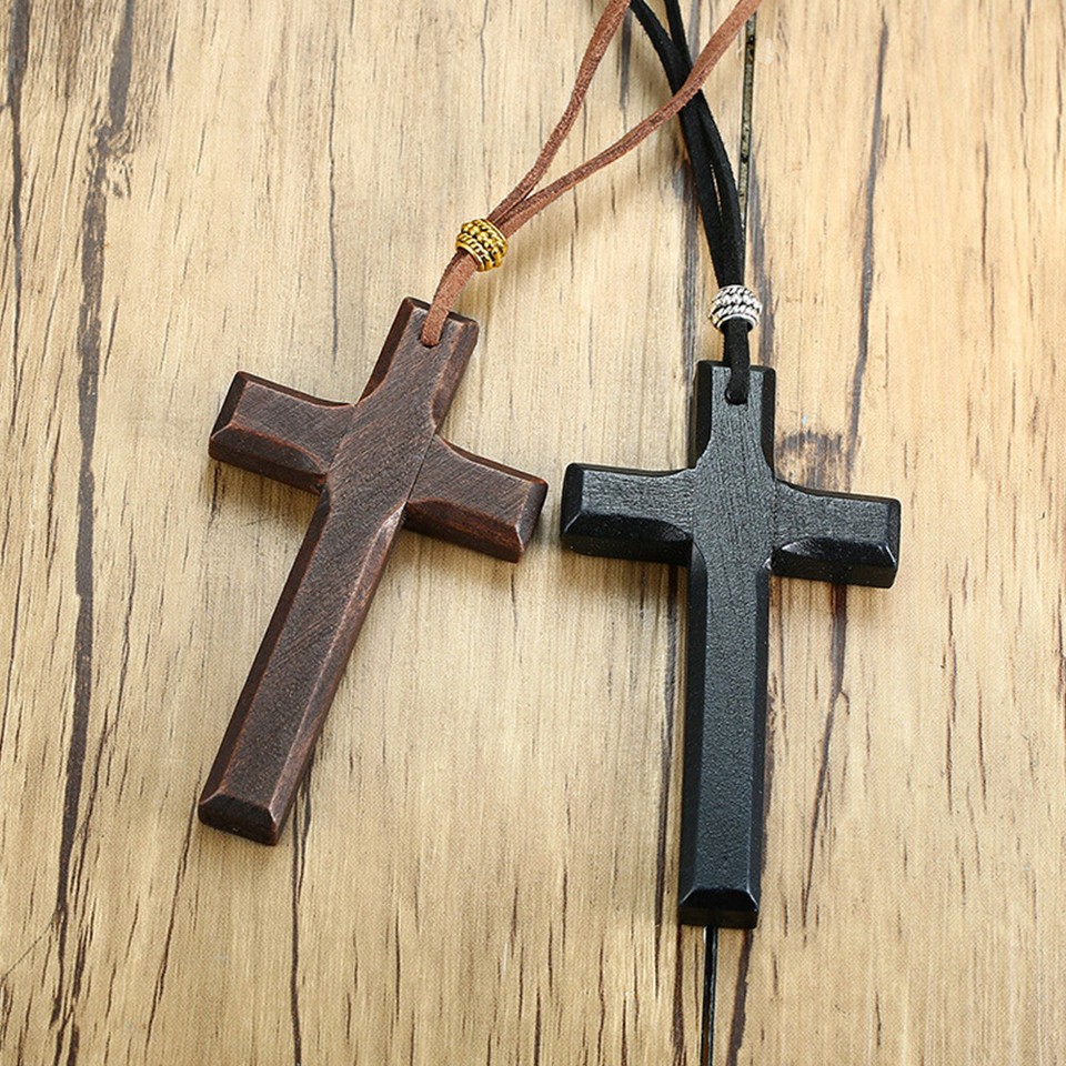 Men Christian Amulet Protection Large Wooden Wood Cross Pendant ...