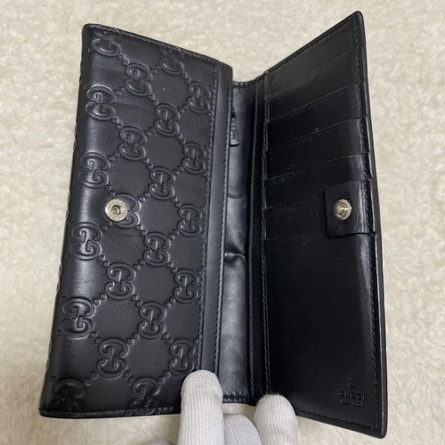 Gucci Long Wallet Sherry Line GG Shima Black Unisex with Box & Dust Bag ...