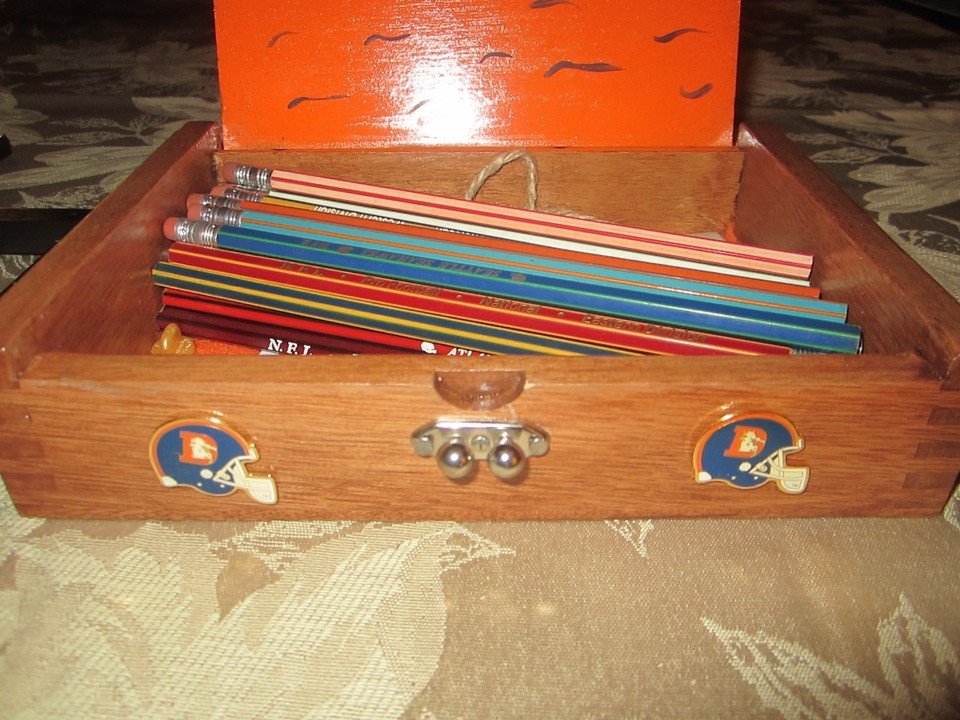 Vintage Striped NFL Football Pencil Set w/Custom Display Case TEAM YOUR ...