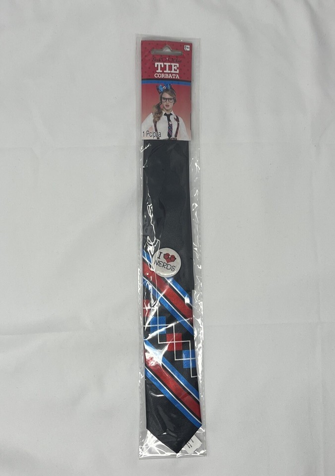 Chic Geek Neck Tie School Nerd Class Fancy Dress Up Halloween Costume ...