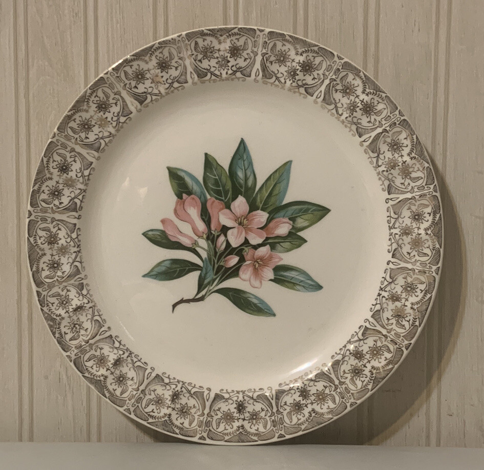 Vintage Prim Rose China Luncheon Plate with Pink Floral Design and Gold ...