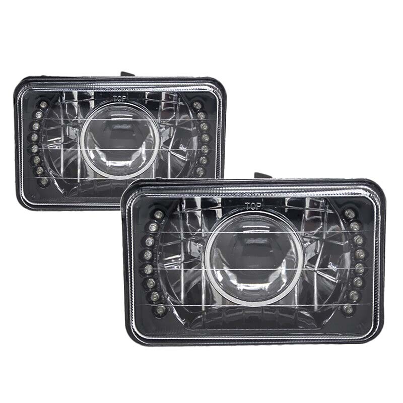 4PCS 4x6" LED Headlights DRL HALO Beam DRL For Chevy C10 Pickup truck ...