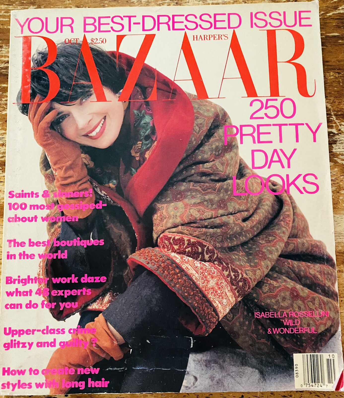 1990 OCTOBER HARPER'S BAZAAR MAGAZINE - ISABEELLA ROSSELLINI COVER ...