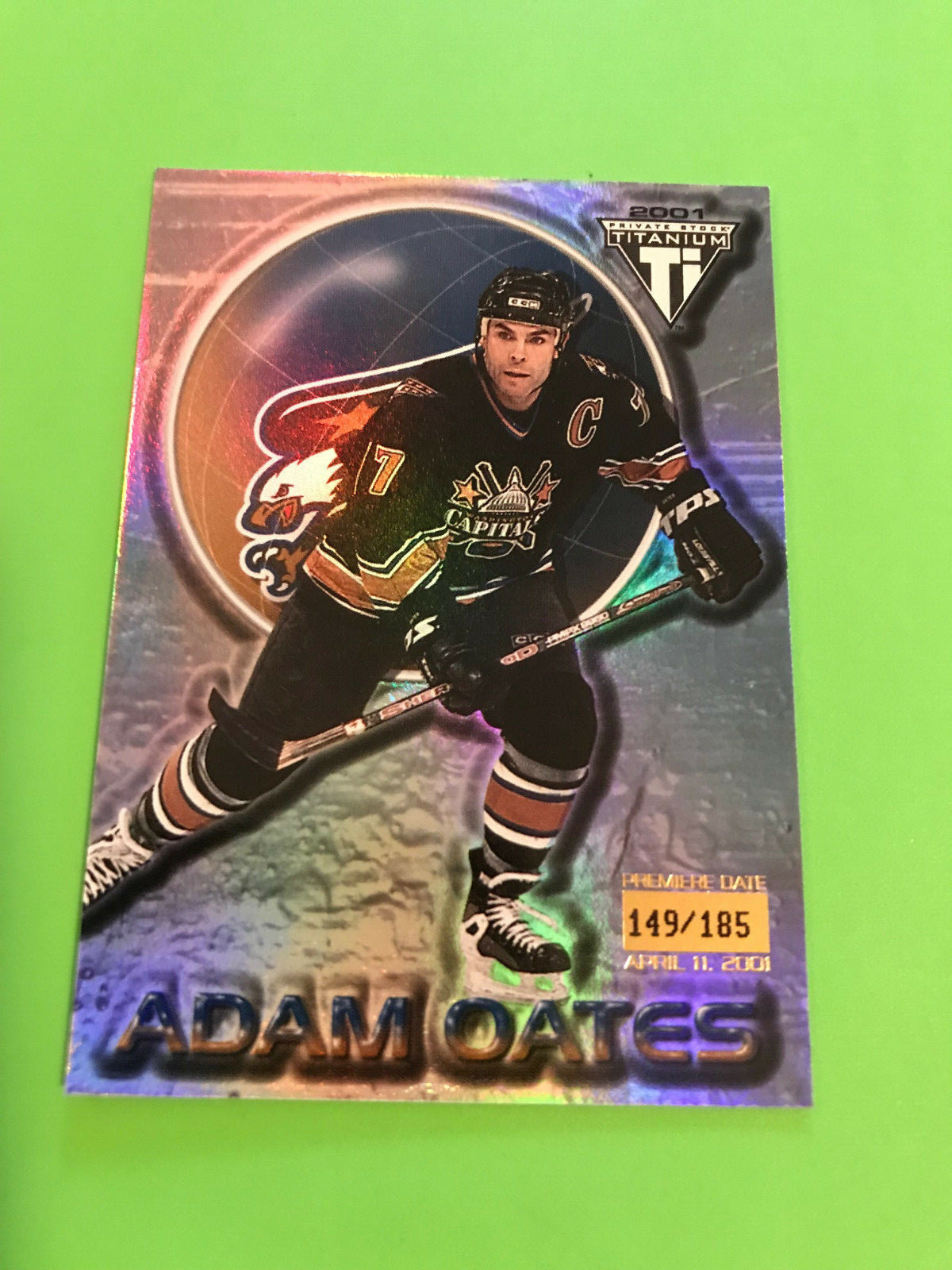 2000-01 Titanium Premiere Date #100 Adam Oates /185 CAPITALS SERIAL #ED ...