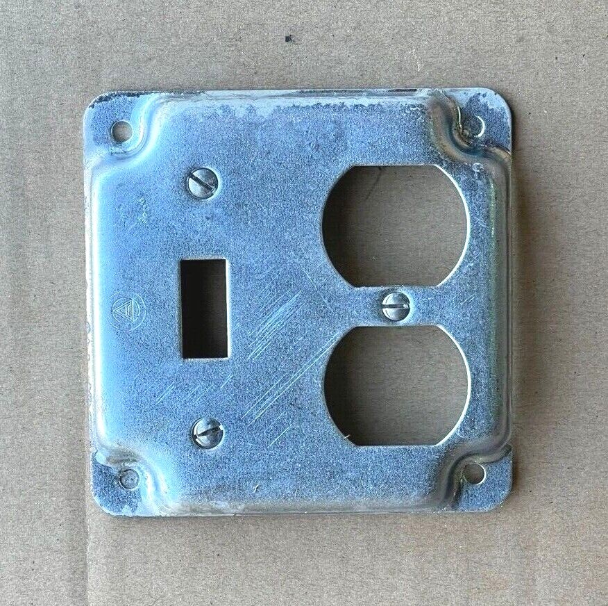 4" Square Steel 2-Gang Electrical Box Cover Duplex Toggle 906C TP506 ...