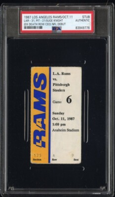 1987 SUGE KNIGHT NFL DEBUT CEO/DEATH ROW RECORDS TICKET🎟️10/11/87 RAMS ...