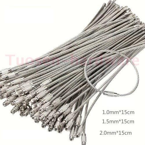 1mm/1.5mm/2mm Stainless Steel Wire Keychain Aircraft Cable Key Ring ...