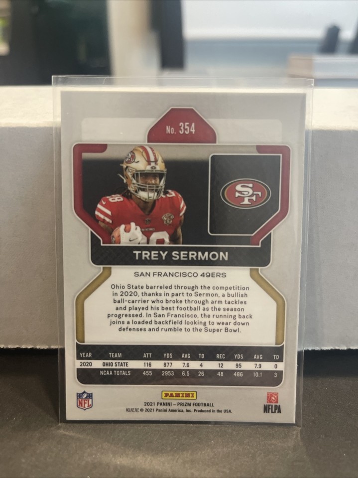 2021 Panini Prizm Trey Sermon Silver Rookie Card RC #354 San Francisco ...