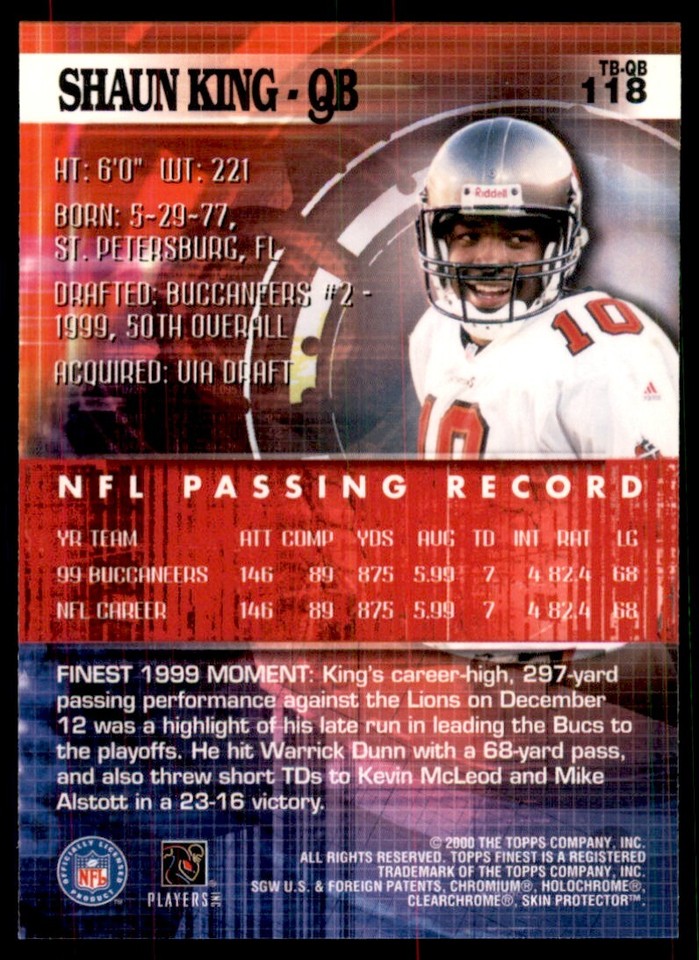 2000 Topps Finest Shaun King Football Cards #118 | eBay