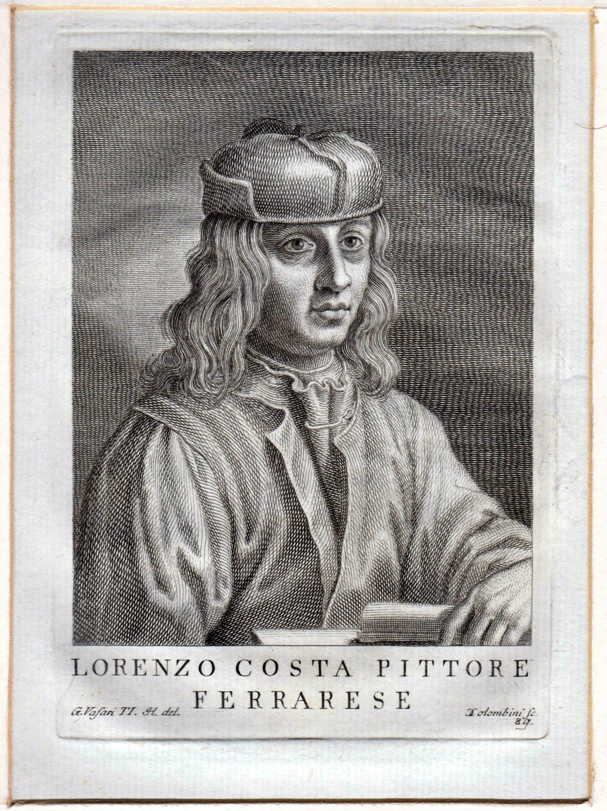 COSIMO COLOMBINI INCISIONE RITRATTO LORENZO COSTA PITTORE FERRARESE ...