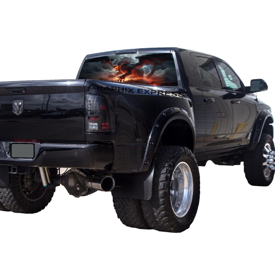 Truck Back Window Graphics Dragon (P581) See Through Rear Decal | eBay